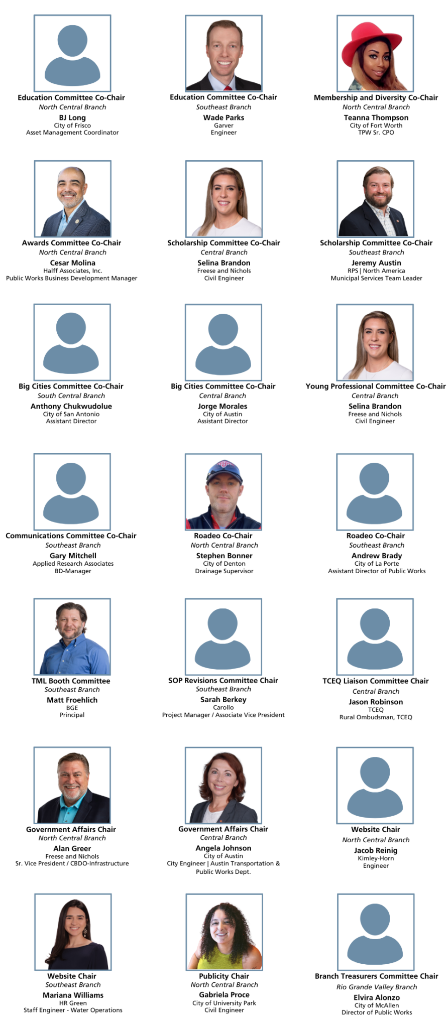 2024-2025 Texas Chapter Committee Chairs – APWA Texas Chapter